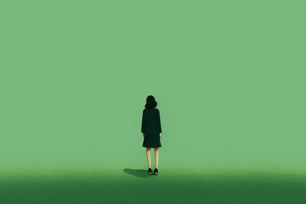 Minimal green background standing silhouette | Free Photo Illustration ...