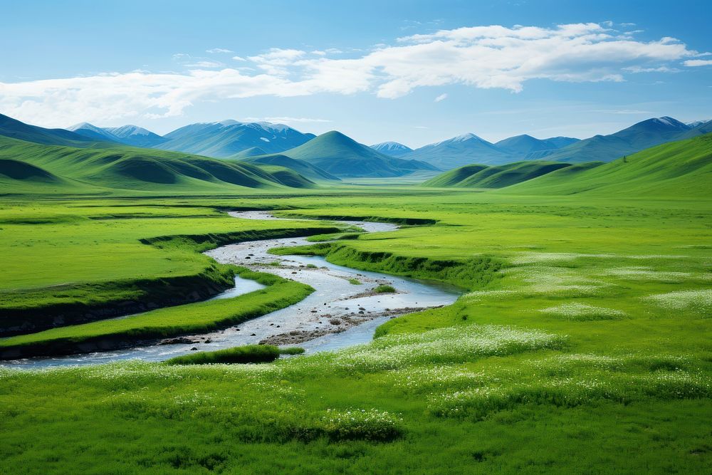 Green grasslands landscape outdoors nature. | Free Photo - rawpixel