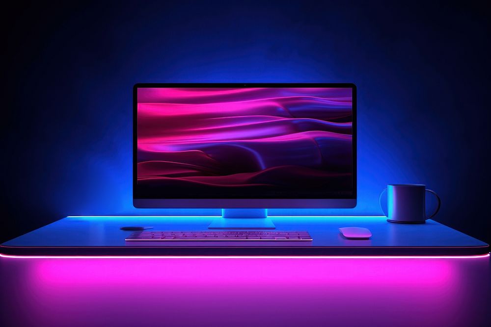 Modern computer neon lights laptop | Premium Photo - rawpixel