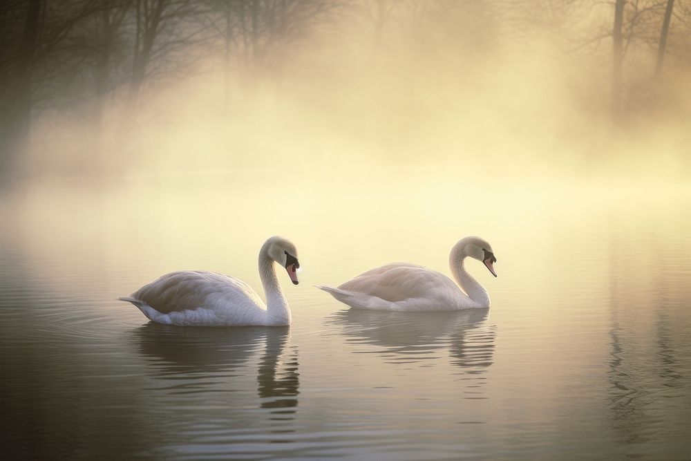 Couple swan pale lake outdoors | Free Photo - rawpixel