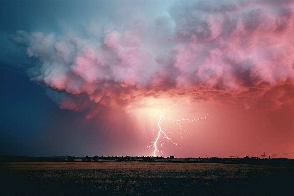 Aesthetic thunder thunderstorm lightning landscape. | Premium Photo ...