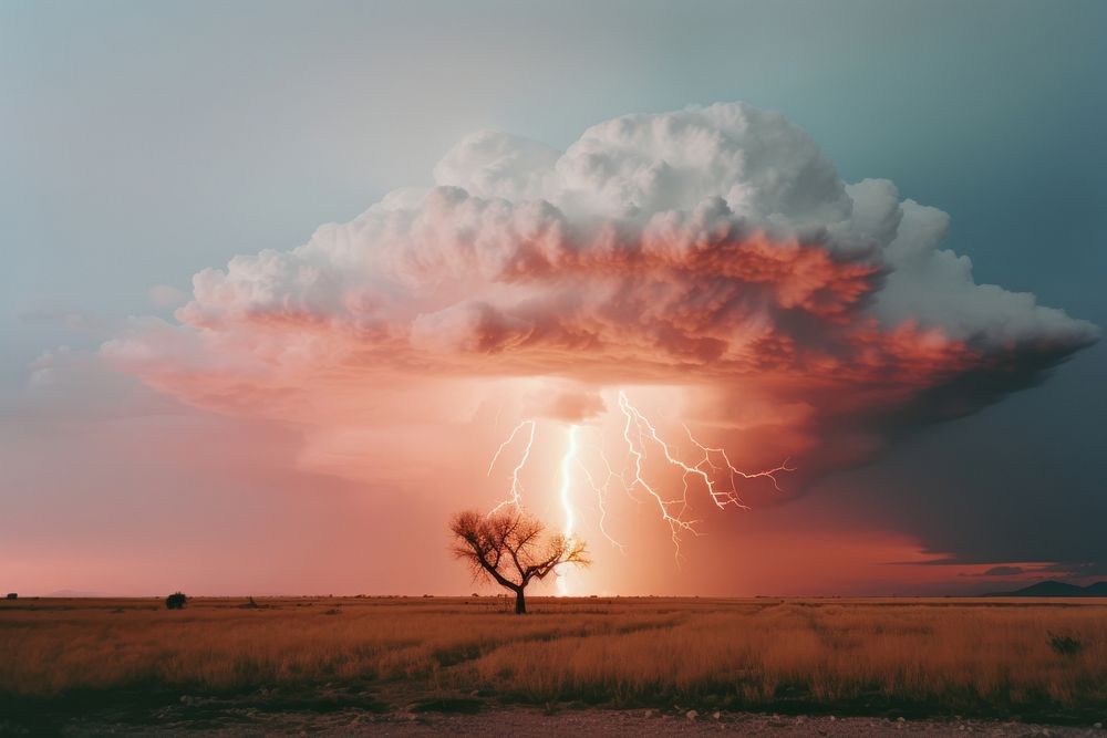 Aesthetic thunder thunderstorm landscape lightning. | Free Photo - rawpixel