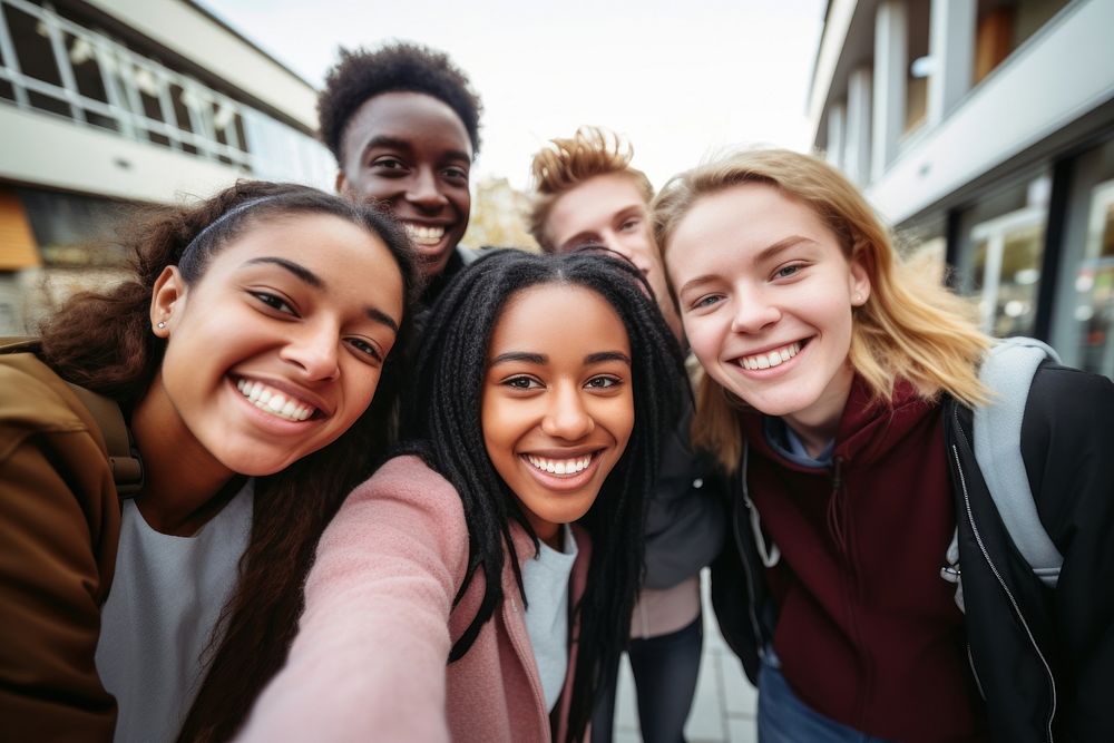 Diverse student friends portrait laughing | Premium Photo - rawpixel
