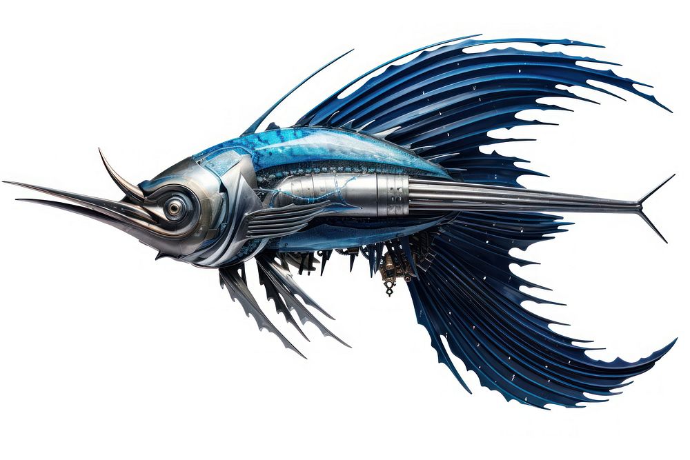 Cyborg sailfish animal white background | Premium Photo - rawpixel