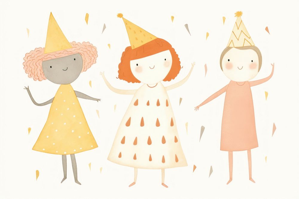 Three diverse characters party cheerful | Free Photo Illustration ...
