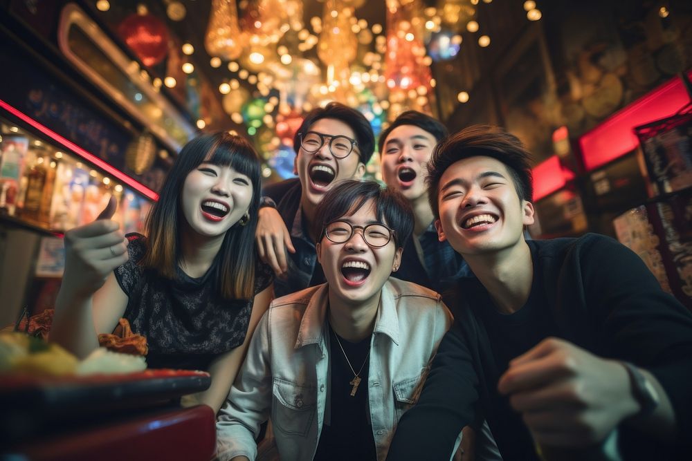 Asian friends having fun night | Free Photo - rawpixel