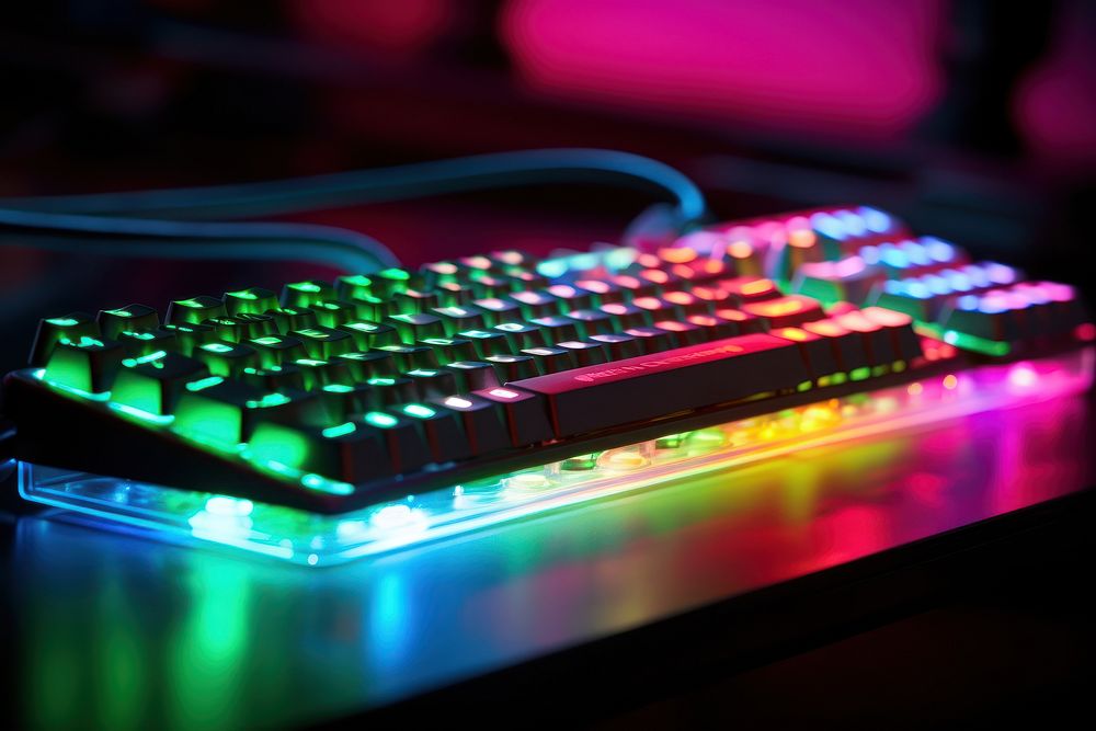 Neon computer keyboard light illuminated | Free Photo - rawpixel