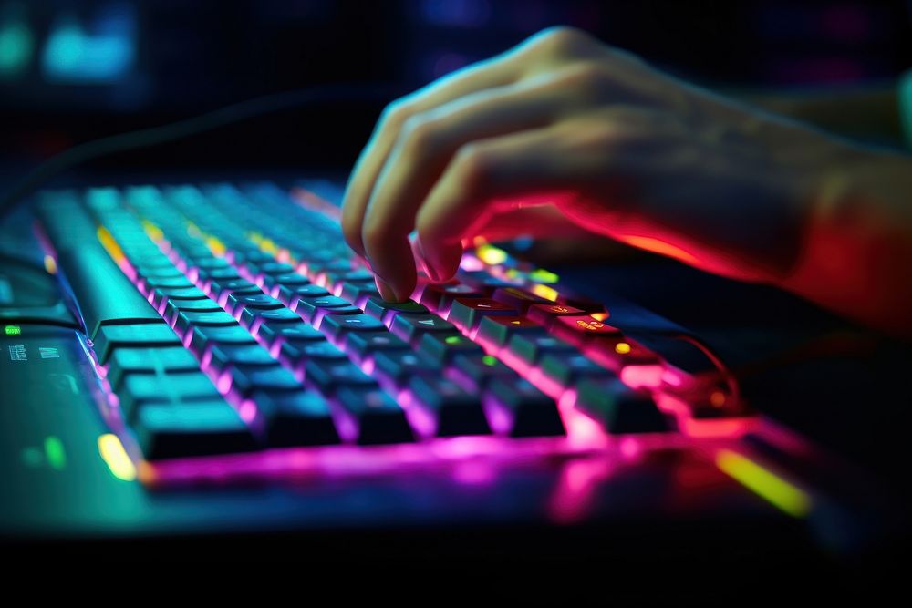 Neon computer keyboard light illuminated | Free Photo - rawpixel