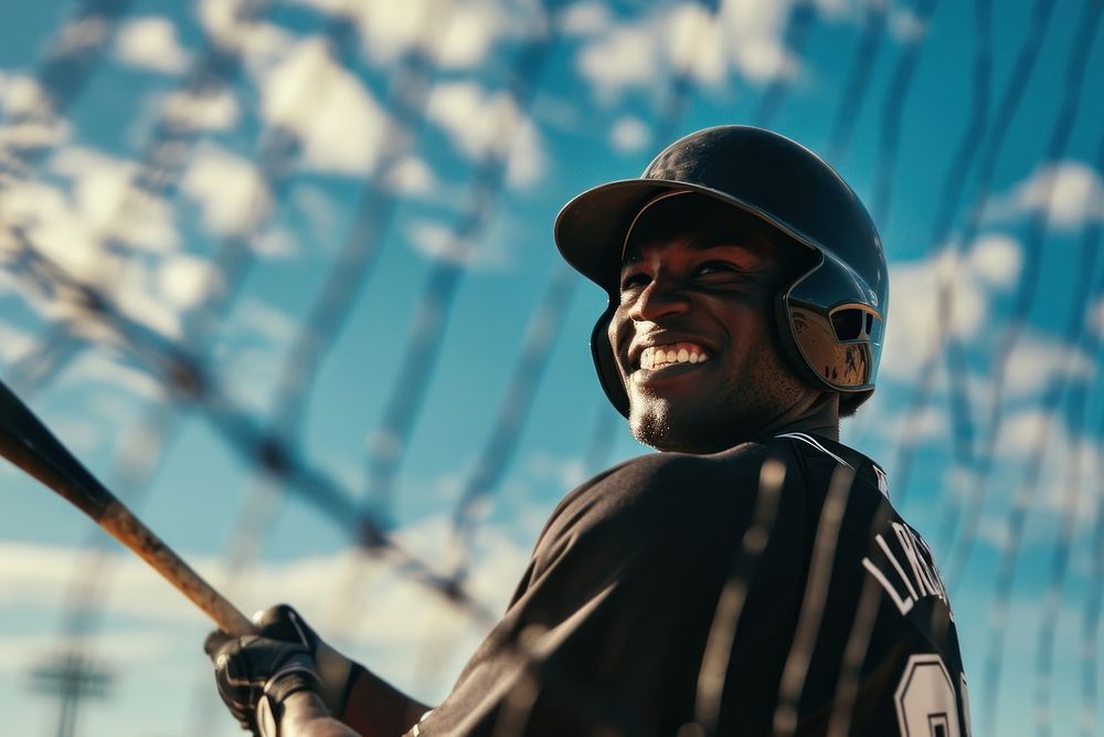 Baseball player adult outdoors smiling. | Free Photo - rawpixel
