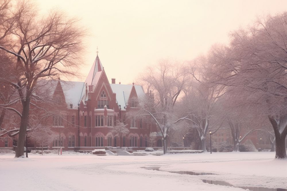 College winter architecture building. | Free Photo - rawpixel