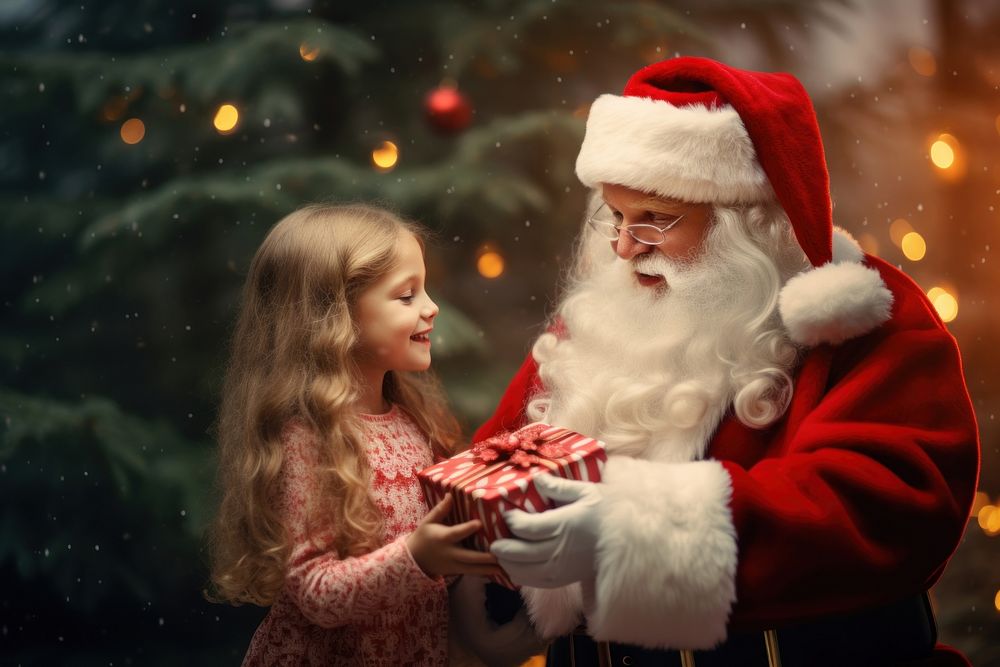 Santa claus christmas giving child. | Free Photo Illustration - rawpixel