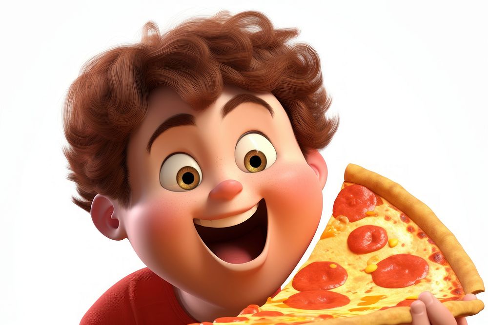 Boy pizza cartoon eating. AI | Free Photo Illustration - rawpixel