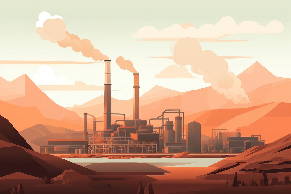 Factory architecture landscape technology. | Premium Photo Illustration ...