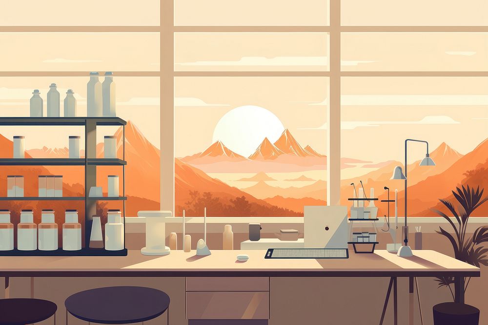Laboratory landscape furniture table. AI | Free Photo Illustration ...