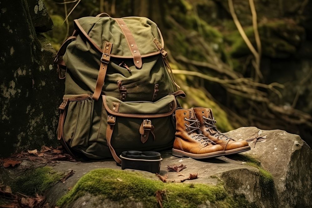 Camping bag boots backpack rock | Free Photo - rawpixel