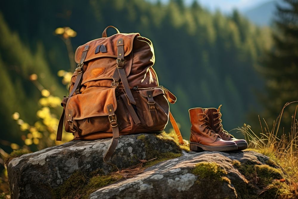 Camping bag boots backpack rock | Premium Photo - rawpixel