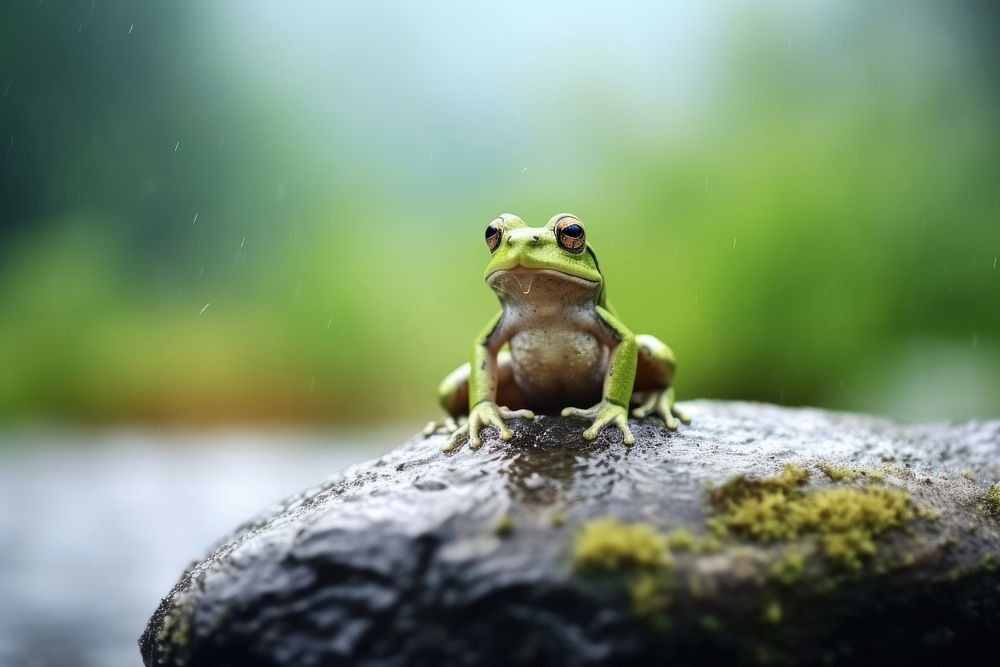 Frog standing wet rock amphibian | Premium Photo - rawpixel