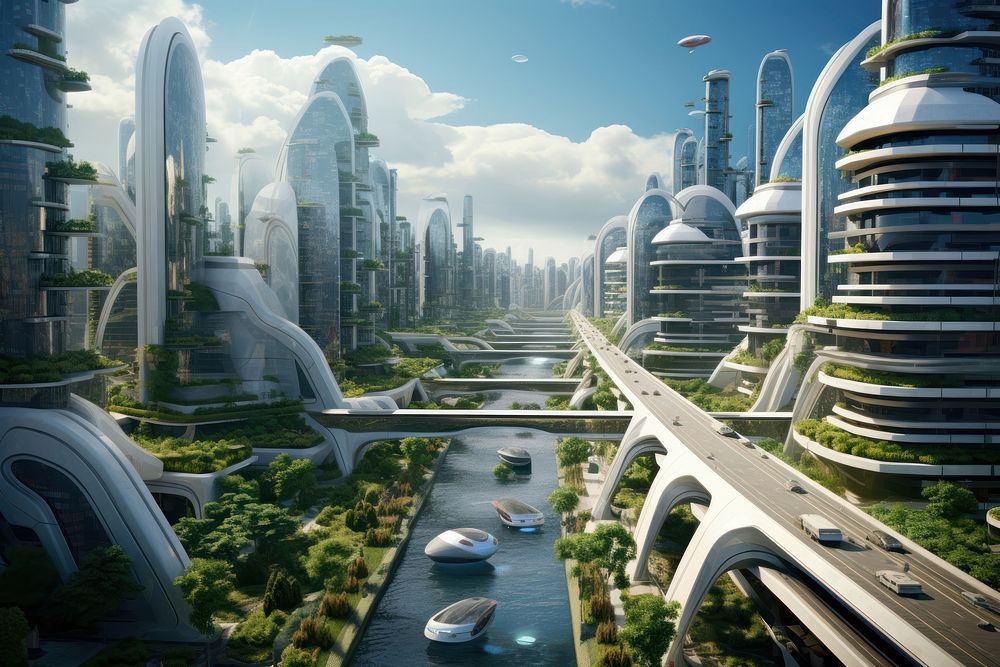 Smart city architecture skyscraper cityscape | Free Photo Illustration ...