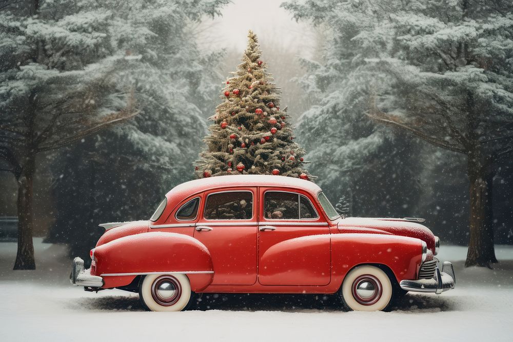 red car Christmas tree christmas | Premium Photo - rawpixel