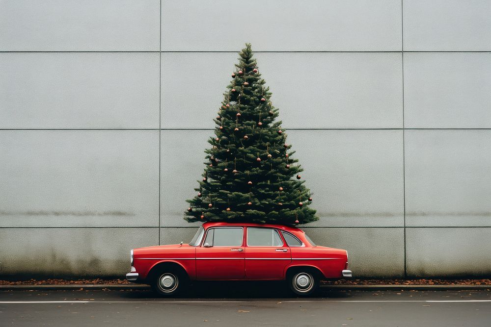 red car Christmas tree christmas | Free Photo - rawpixel