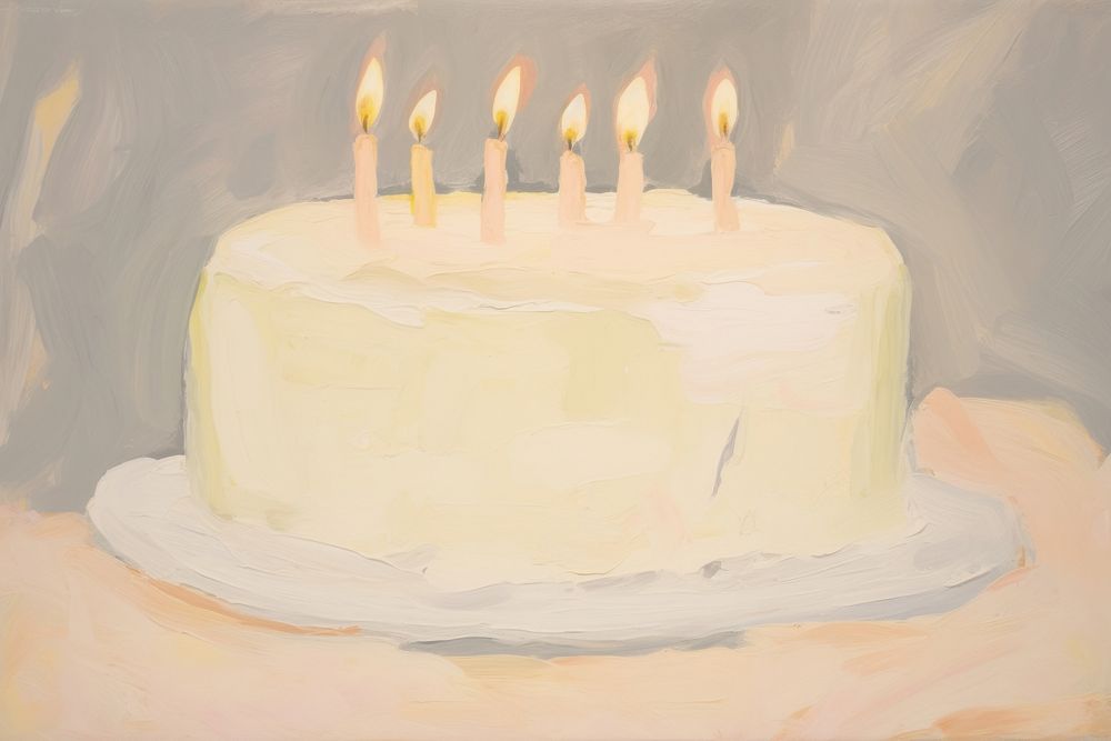Birthday cake painting dessert icing. | Free Photo Illustration - rawpixel