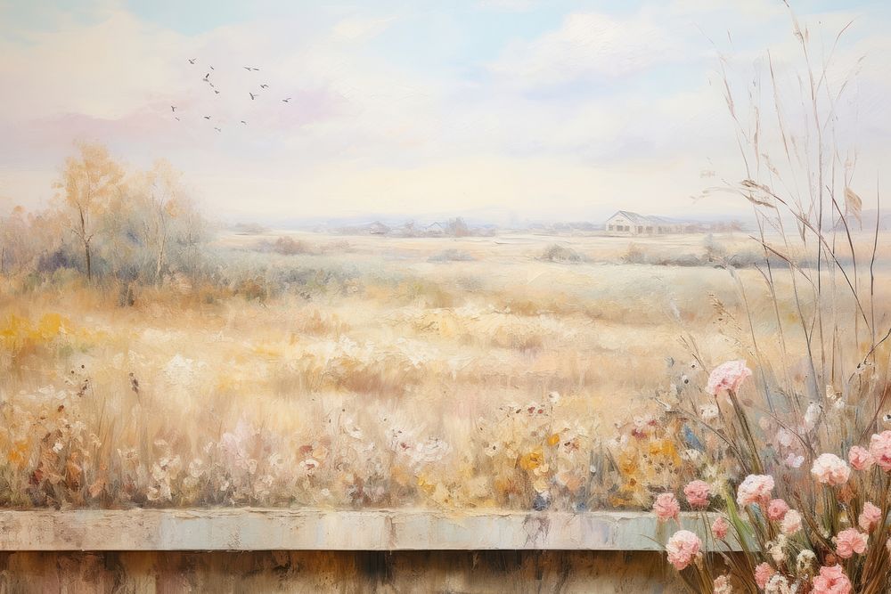 Countryside landscape painting art tranquility. | Premium Photo ...