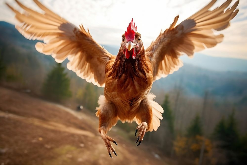 Chicken animal flying bird. AI | Free Photo - rawpixel