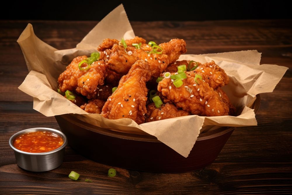 Korean fried chicken paper food | Premium Photo - rawpixel