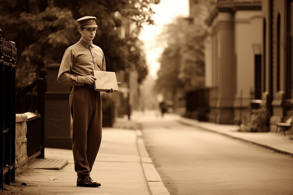 Postman standing street adult. | Premium Photo - rawpixel