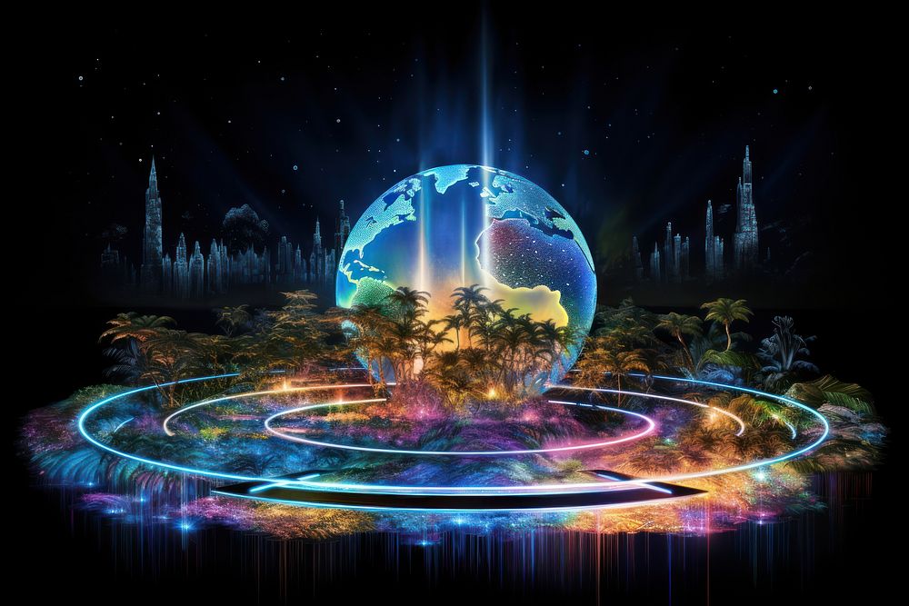 Hologram world astronomy universe outdoors. | Free Photo Illustration ...