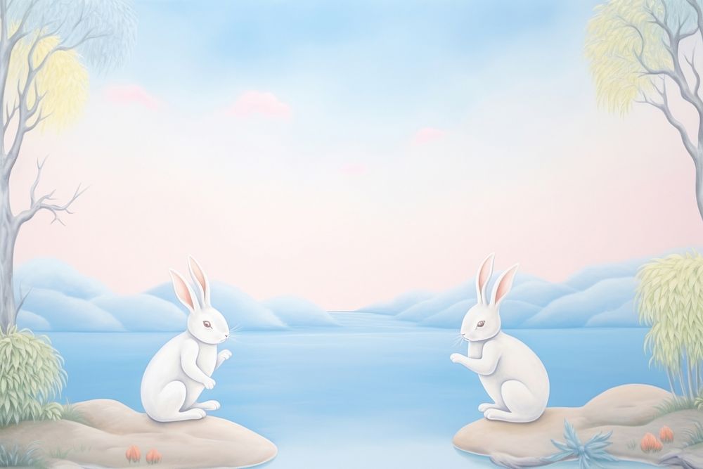 Painting rabbits border rodent animal | Free Photo Illustration - rawpixel