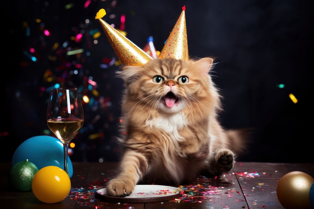 Cute cat partying mammal animal | Free Photo - rawpixel