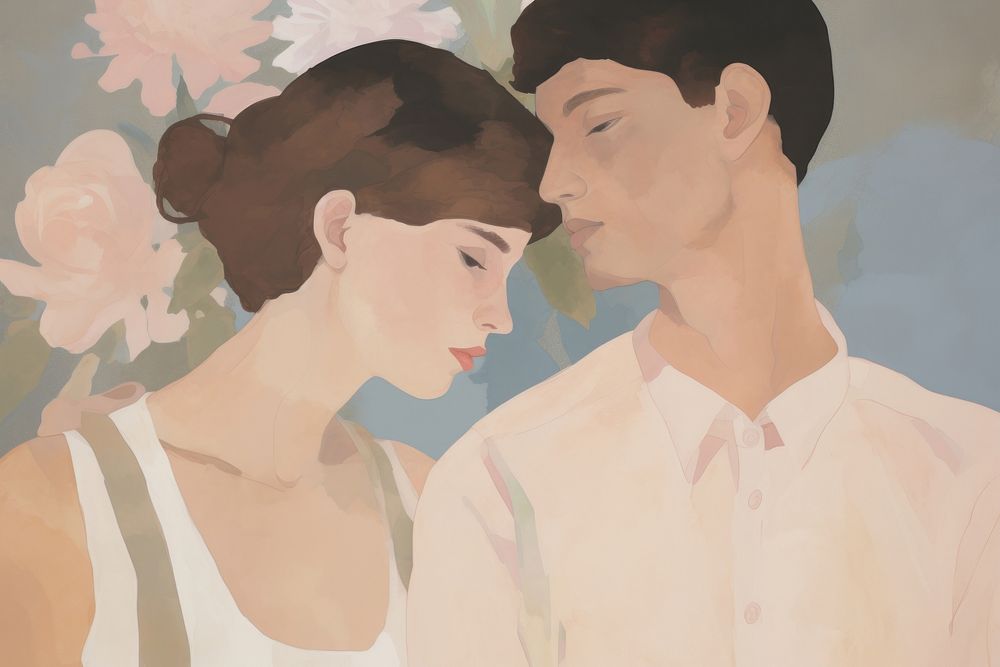 Couple beautyful flower art painting | Free Photo Illustration - rawpixel
