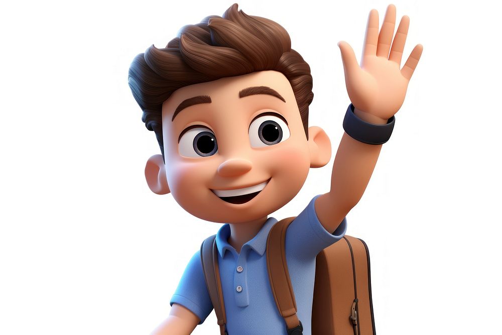 student raising hand cartoon white | Free Photo Illustration - rawpixel