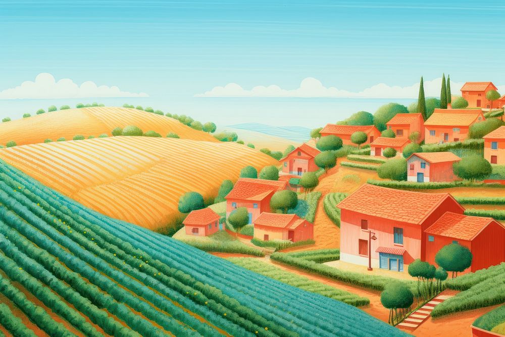 Field farm architecture agriculture. | Premium Photo Illustration ...