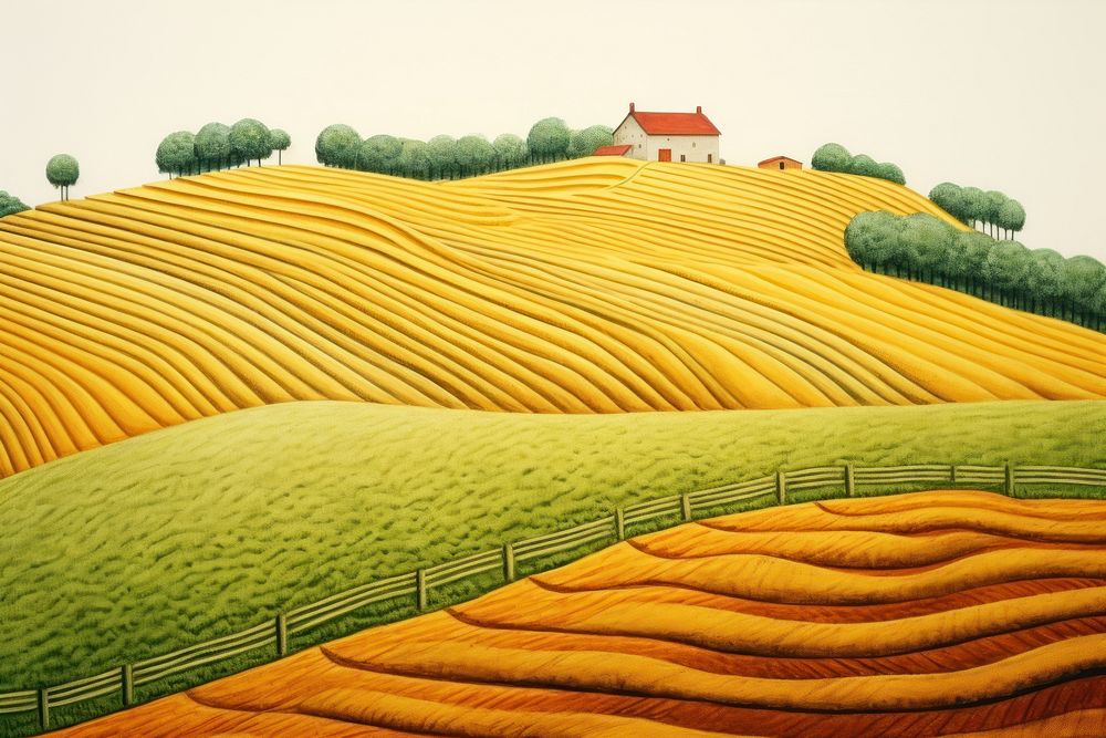 Hilly farm fields agriculture landscape | Free Photo Illustration ...