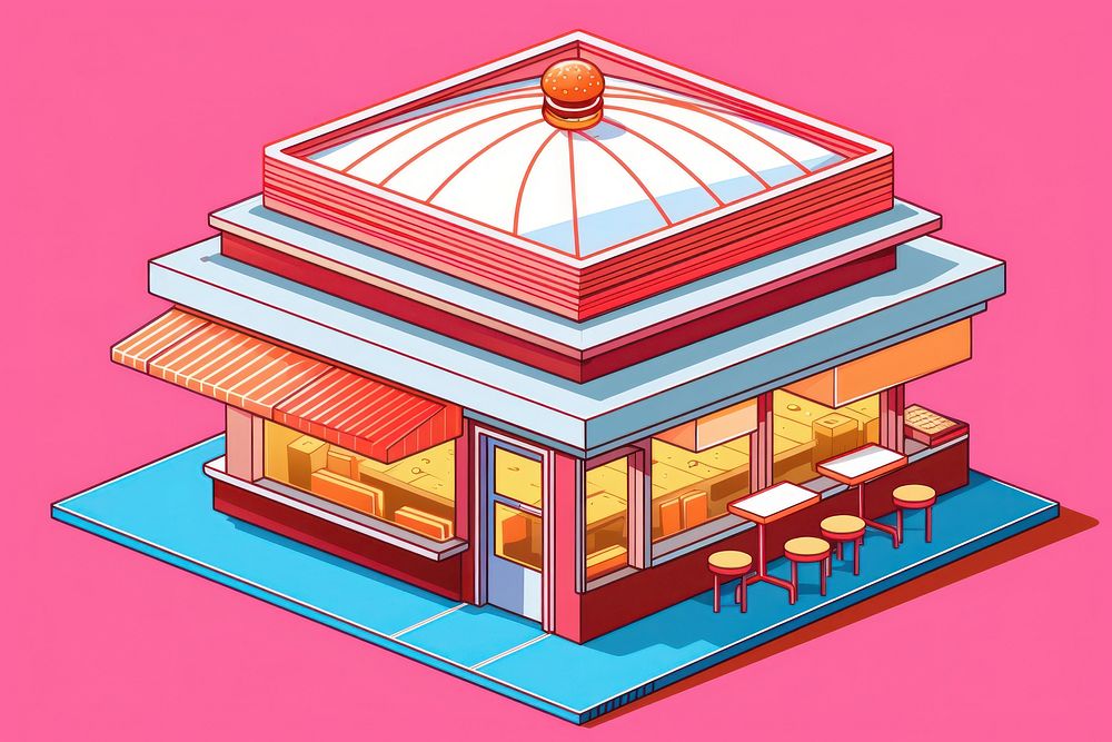 Fast food restaurant building line | Free Photo Illustration - rawpixel