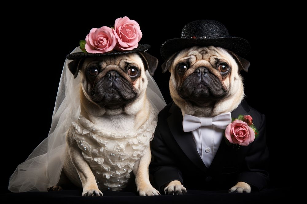 Pugs animal portrait wedding. | Premium Photo - rawpixel