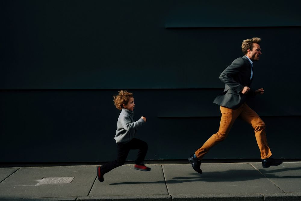 boy running his dad footwear | Free Photo - rawpixel
