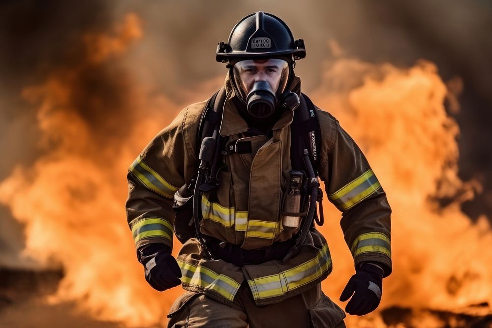 firefighter running full uniform adult | Free Photo - rawpixel