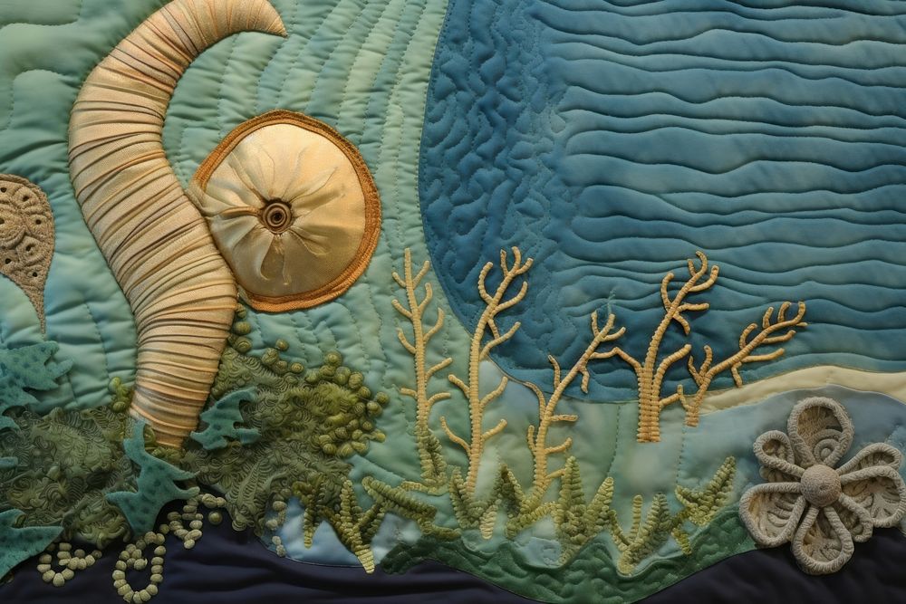 Marine life patchwork applique pattern. | Premium Photo Illustration ...