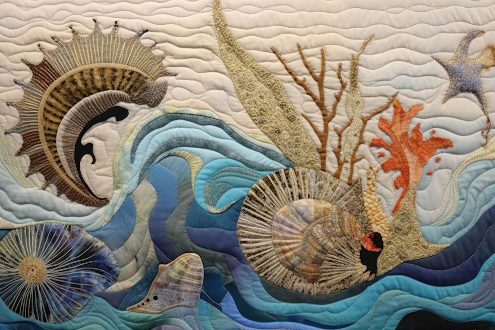 Marine life applique pattern craft. | Free Photo Illustration - rawpixel