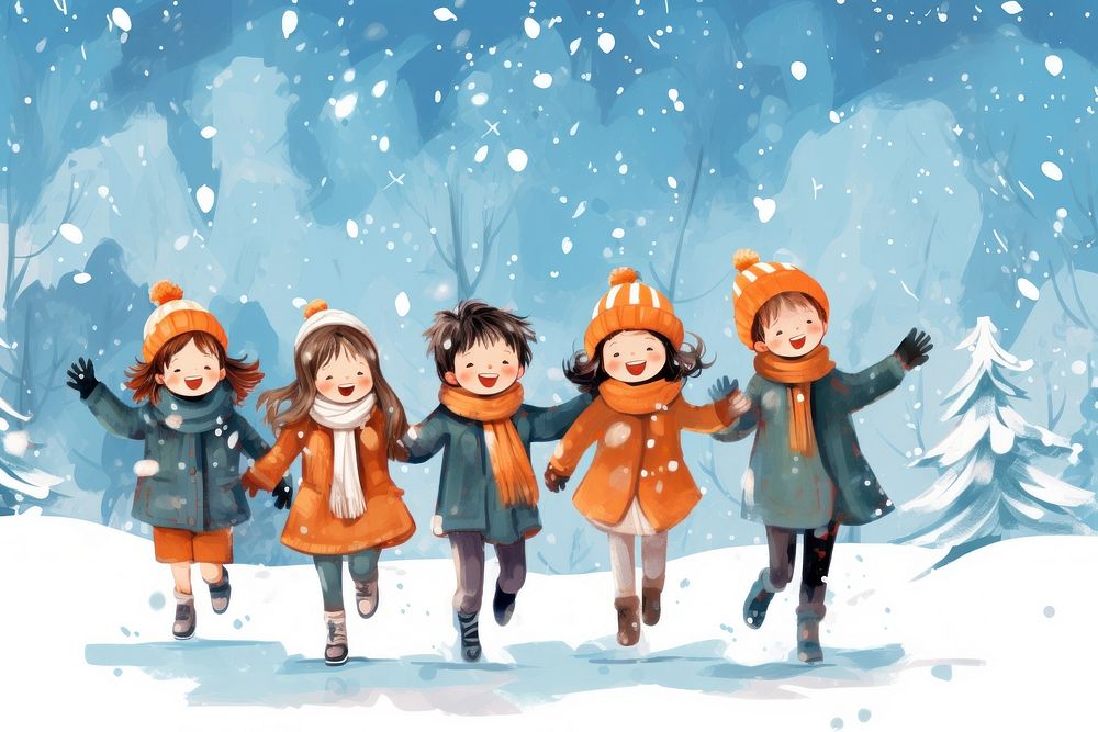 Kids snow celebration representation | Free Photo Illustration - rawpixel
