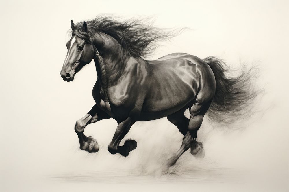 Running horse stallion drawing animal. | Premium Photo Illustration ...