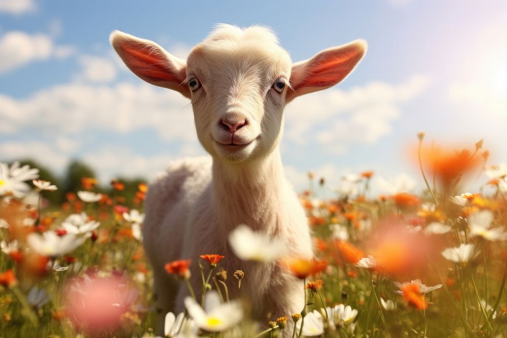 Baby goat flower livestock outdoors. | Premium Photo - rawpixel