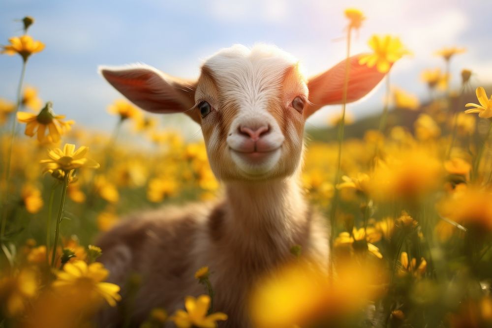 Baby goat flower livestock outdoors. | Premium Photo - rawpixel