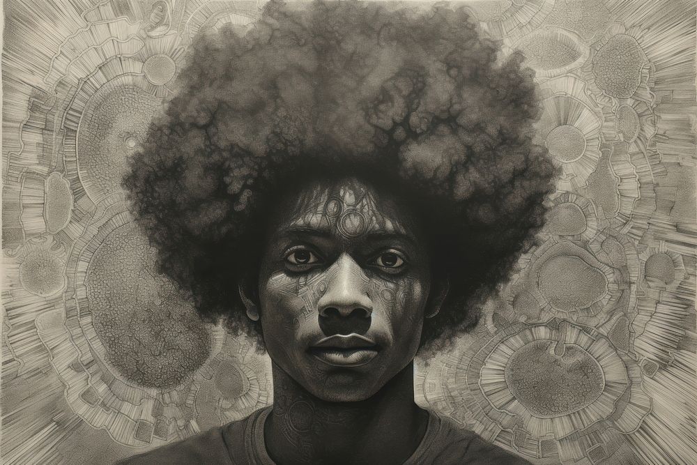 Black man afro portrait drawing | Free Photo Illustration - rawpixel