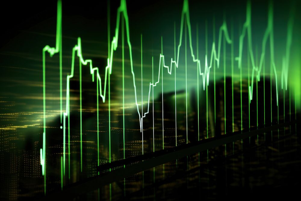 Stock charts green backgrounds light. | Premium Photo Illustration ...