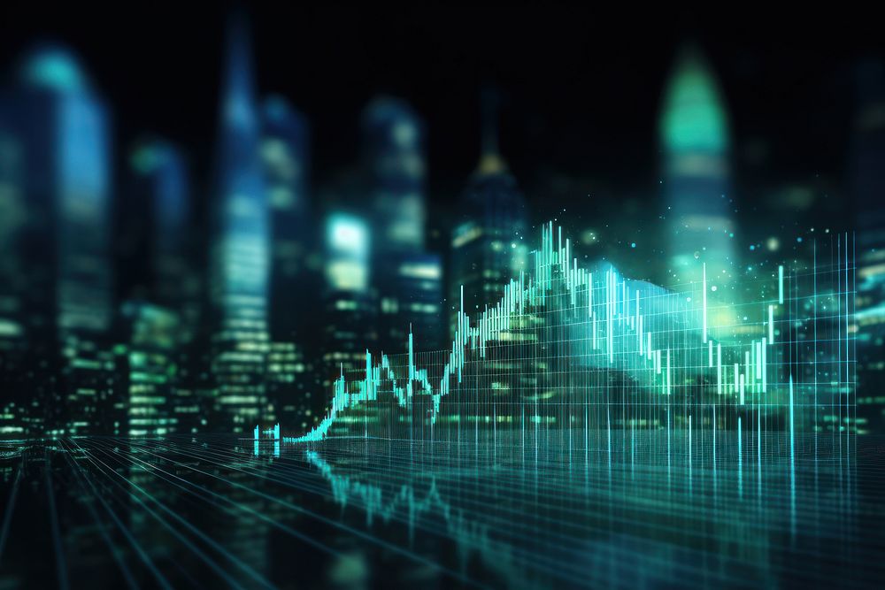 Stock charts backgrounds graph green. | Premium Photo Illustration ...