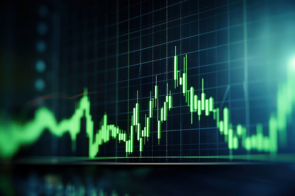 Stock charts backgrounds graph green. | Premium Photo Illustration ...